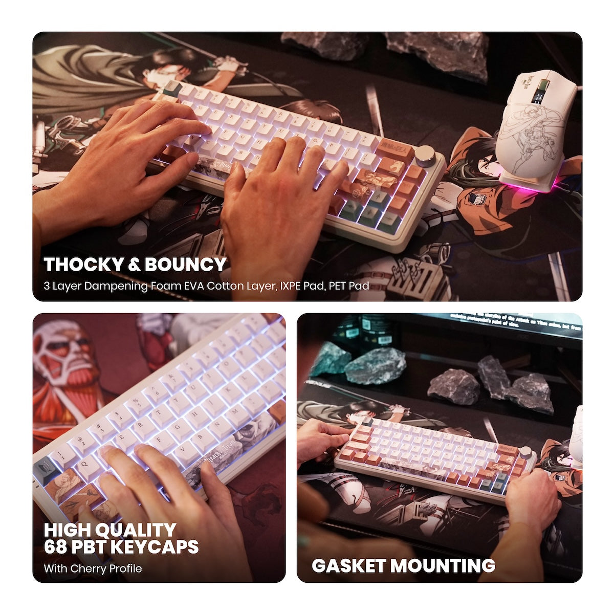 Rexus x Attack on Titan - Keyboard Gaming Mechanical Hotswap Aether 65