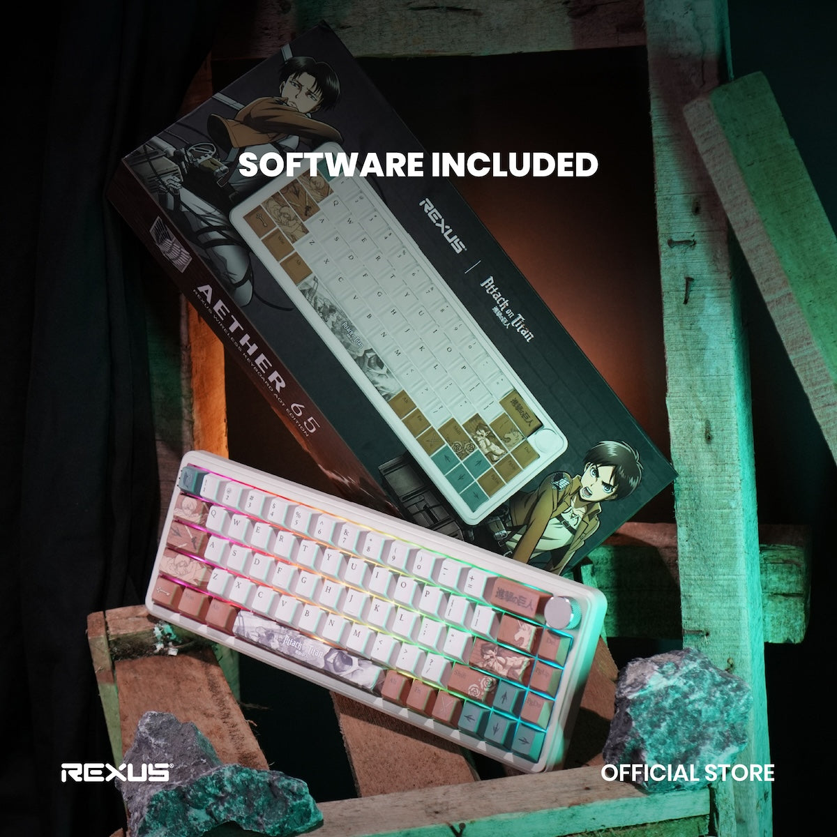 Rexus x Attack on Titan - Keyboard Gaming Mechanical Hotswap Aether 65