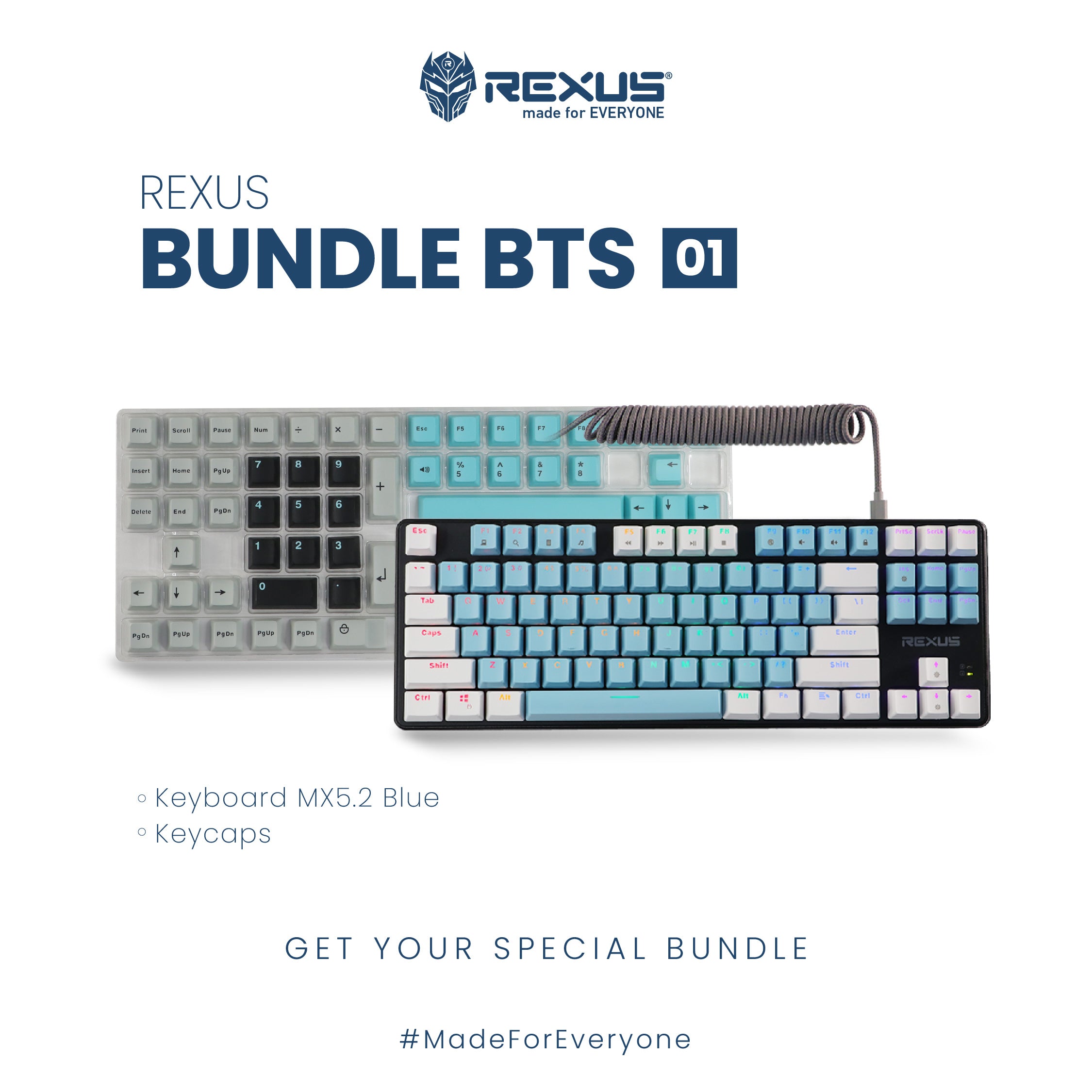 REXUS BUNDLE BTS 01 - KEYBOARD GAMING MX5.2 + KEYCAPS CHERRY PROFILE ...