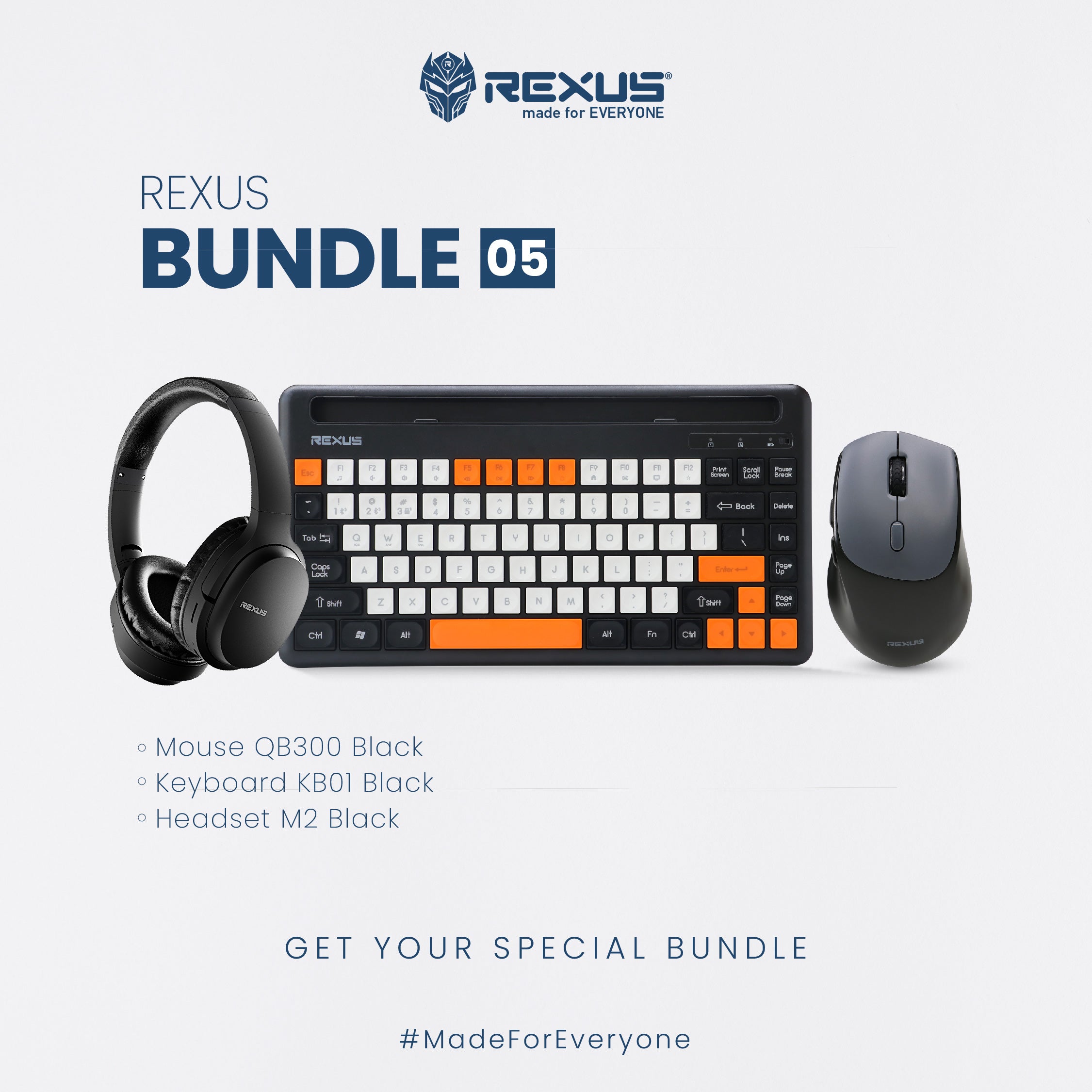 Rexus Bundle 05 - Keyboard Office + Mouse Office + Headset