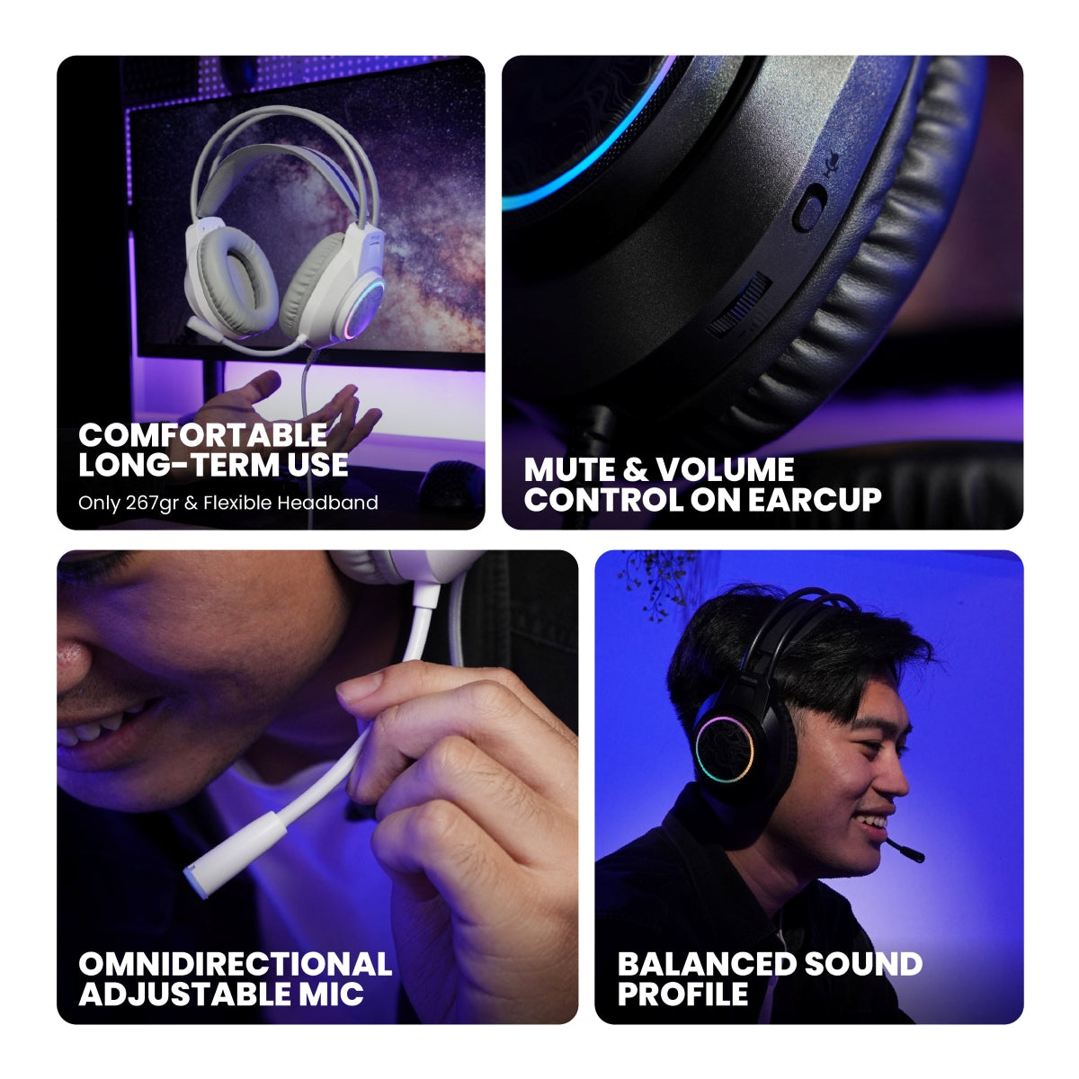 Rexus Thundervox HX14 Headset Gaming RGB with 7.1 Surround Sound & USB