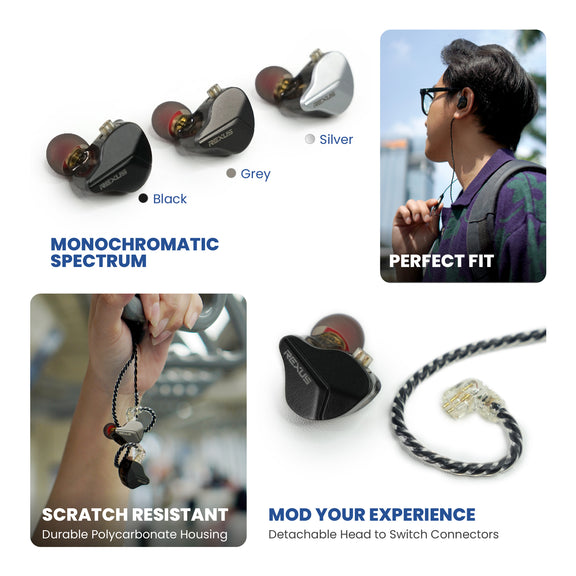 Rexus EM100 In Ear Monitor Earphone 10mm Dynamic Driver - IEM with Mic