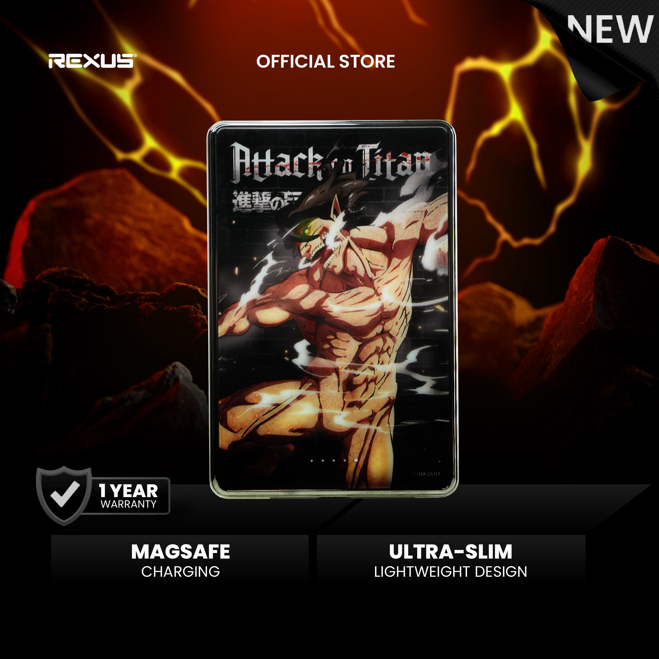 Rexus PBM-190 Attack On Titan Edition – Wireless Power Bank 5000mAh Ma